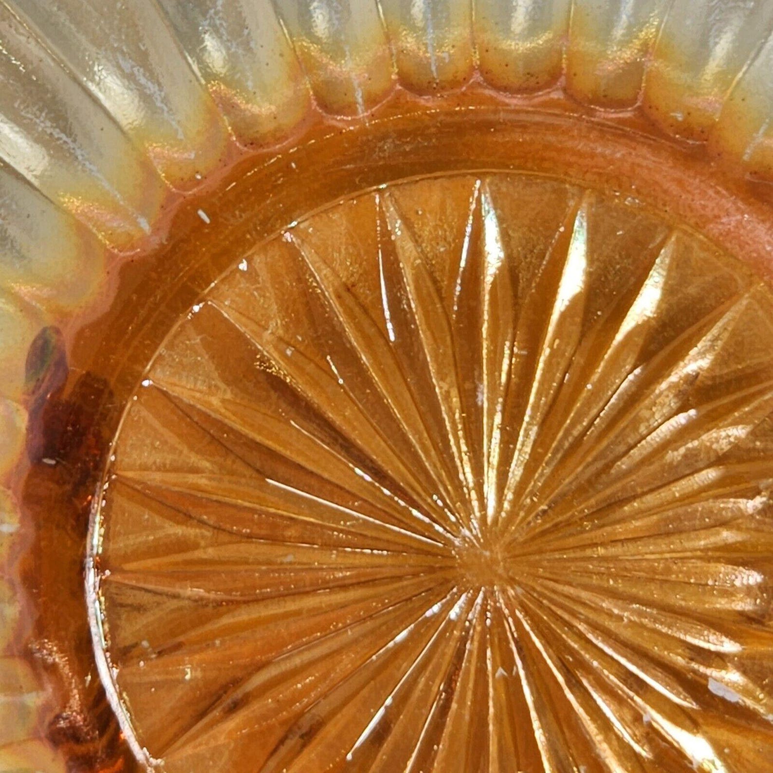 Iridescent Depression Carnival Glass Marigold Orange Round Plate ...