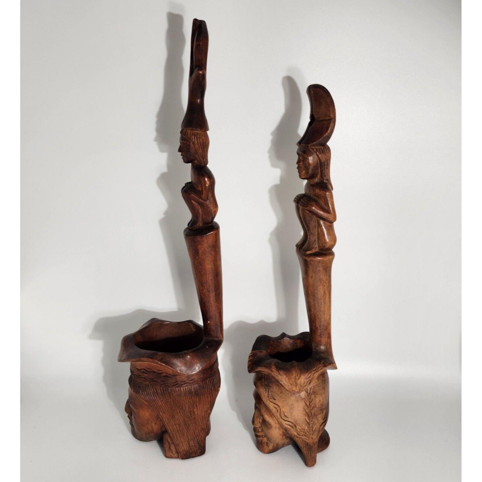 Polynesian Wood Carved Water Dipper Ladle 1960s Tribal Totem Africa ...