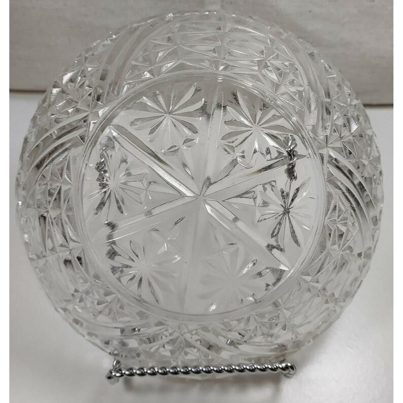 Vintage Clear Crystal Glass Round Shaped Stars Bars Salad and Food ...