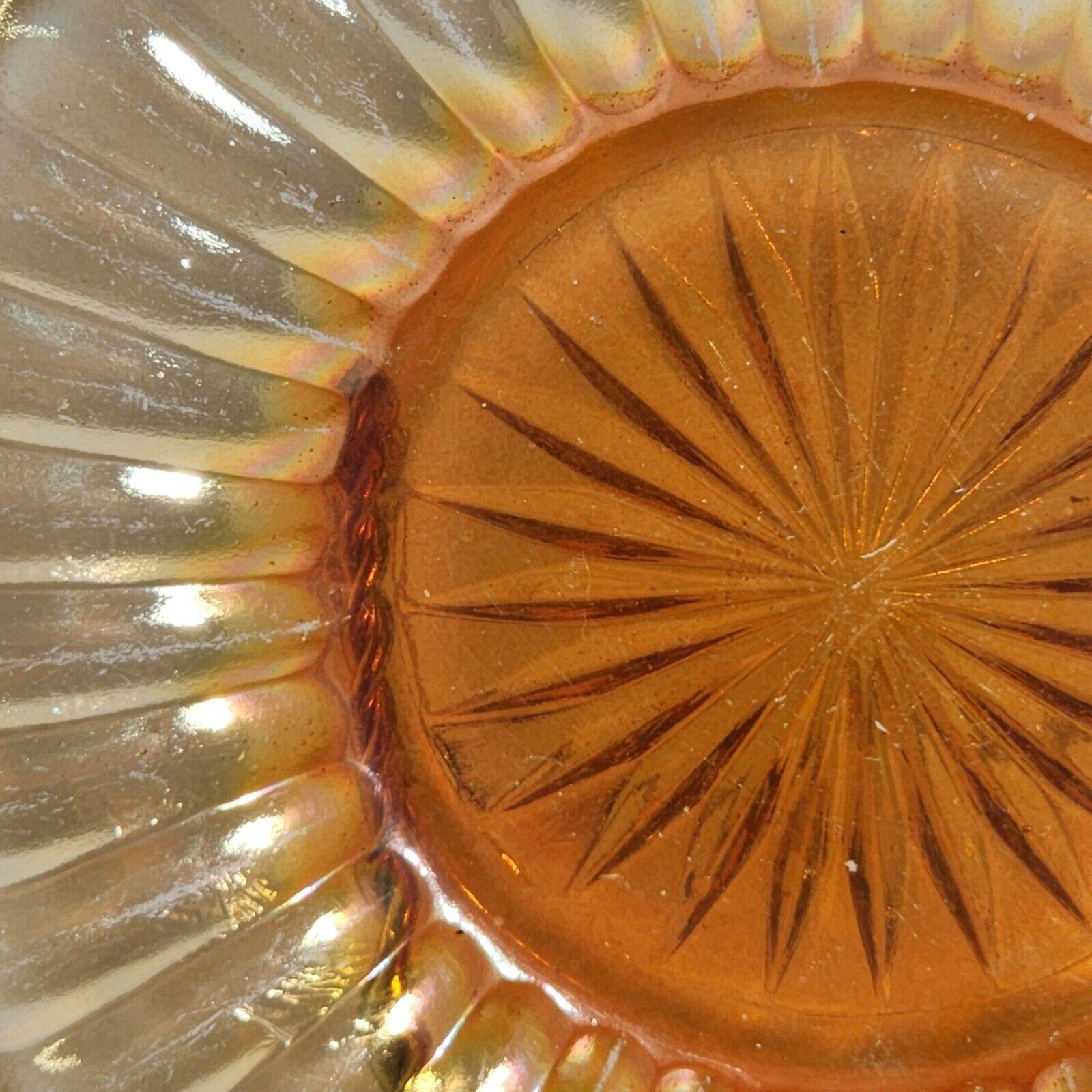 Iridescent Depression Carnival Glass Marigold Orange Round Plate ...