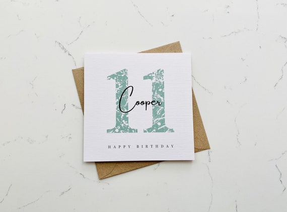 Personalised 11th Birthday Card Name and Age Birthday Card | Etsy UK