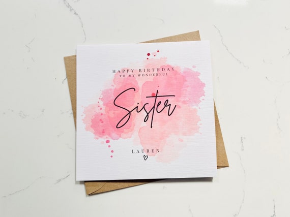 Sister Birthday Card Personalised Sister Birthday Card Happy Etsy Uk