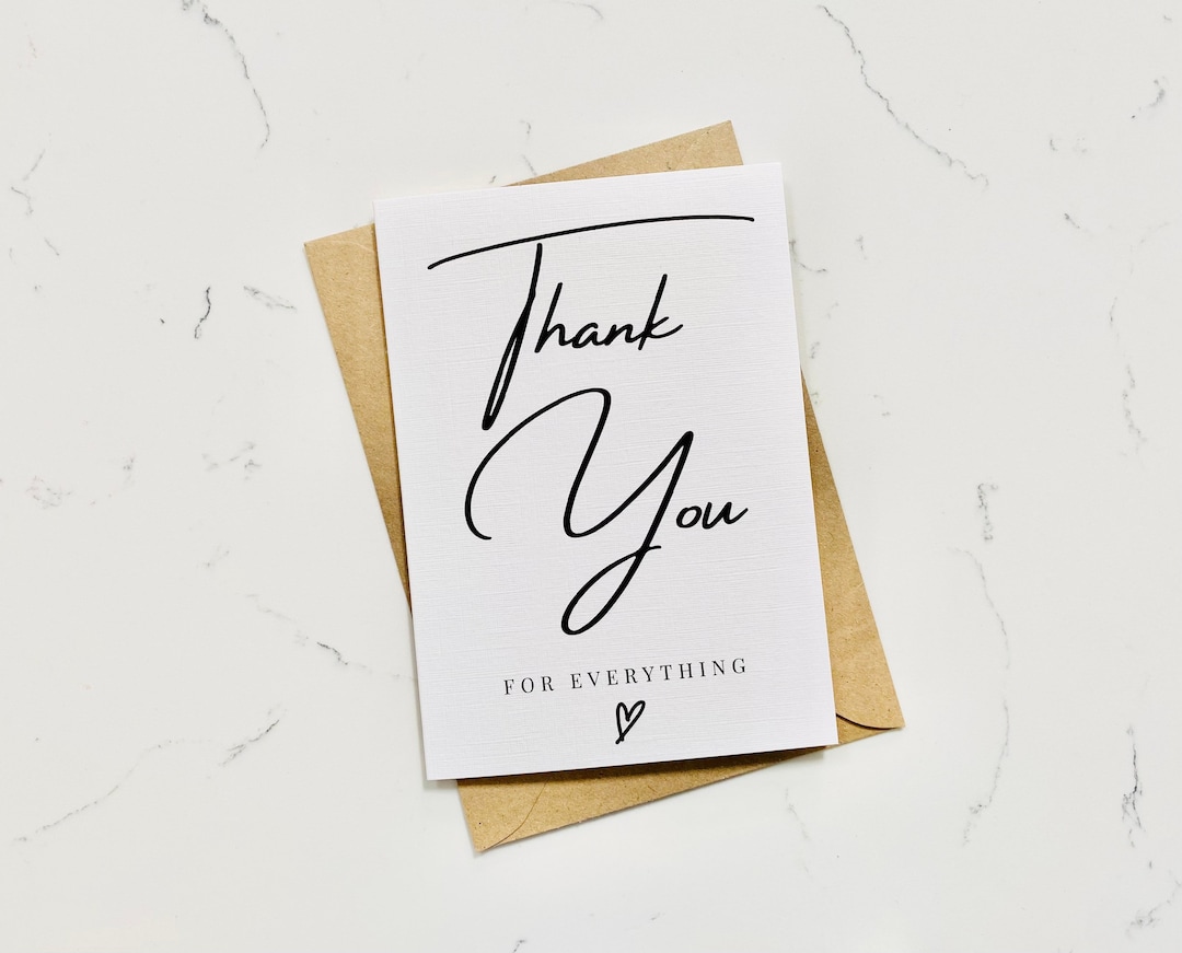 Thank You Card Thank You for Everything - Etsy