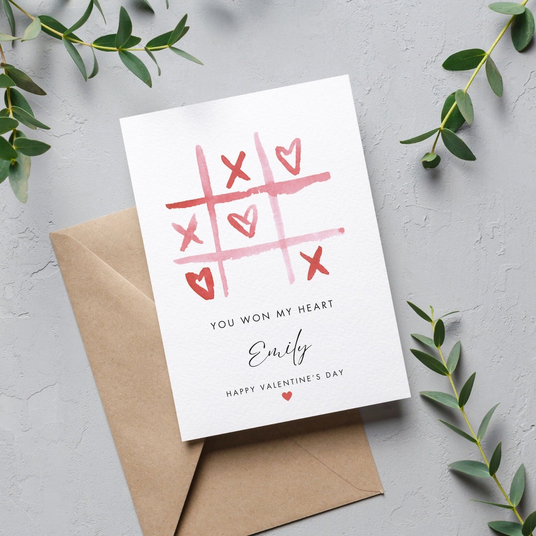 Valentine's Day Card, You Won My Heart Card, Noughts & Crosses Card ...