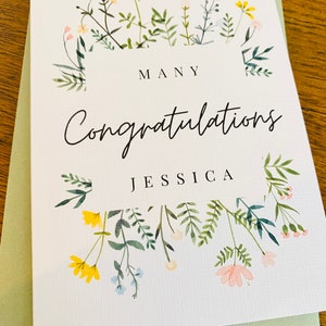Personalised Congratulations Card, Congratulations Card, Floral Card ...