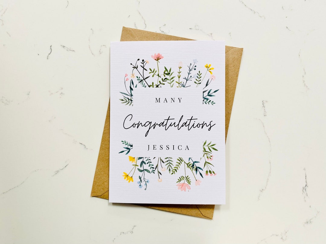 Personalised Congratulations Card, Congratulations Card, Floral Card ...