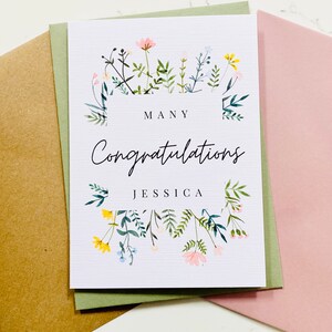 Personalised Congratulations Card, Congratulations Card, Floral Card ...