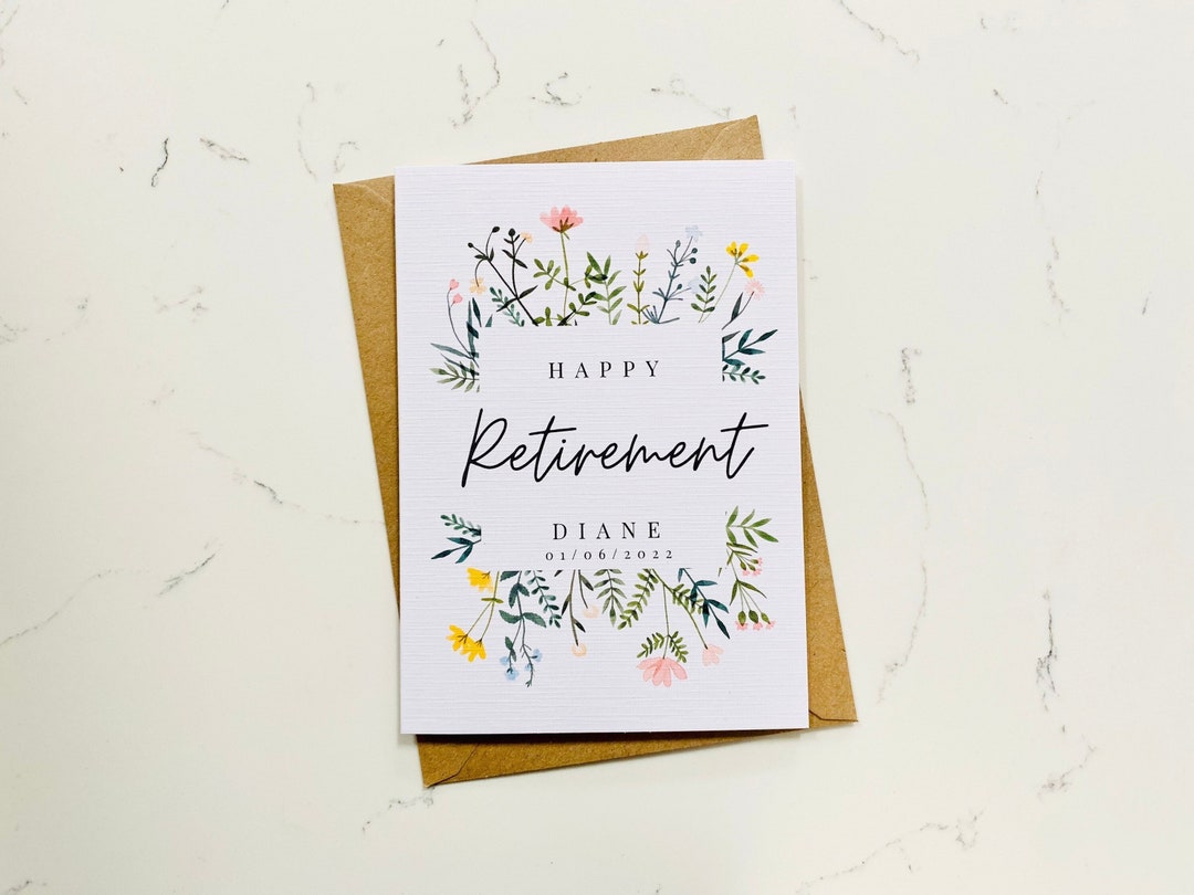 Personalised Retirement Card, Retirement Card, Floral Card - Etsy UK