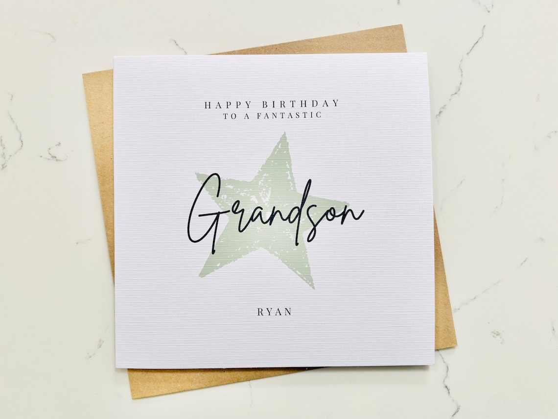 Grandson Birthday Card, Personalised Grandson Birthday Card, Happy ...