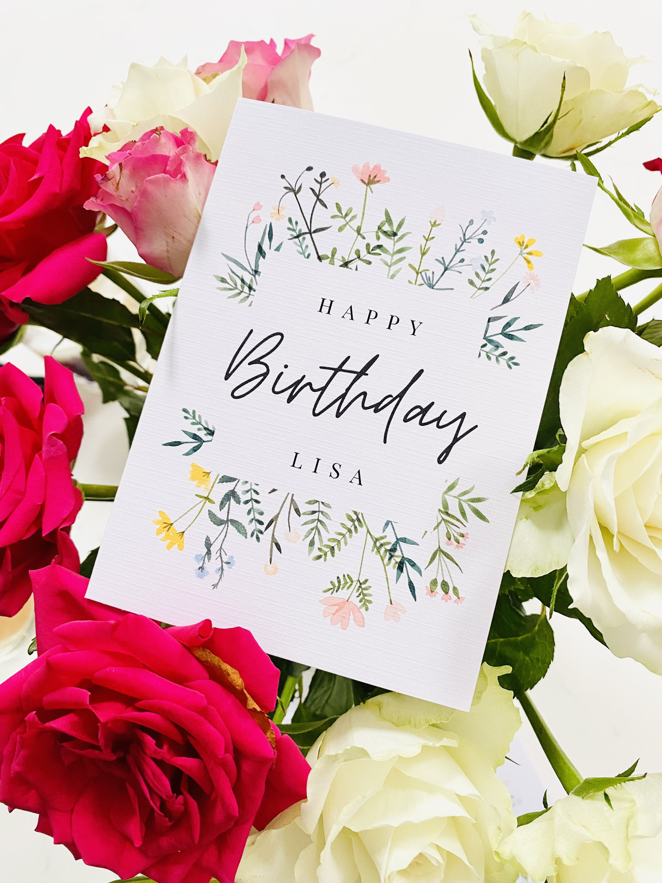 Personalised Birthday Card, Happy Birthday Card, Floral Card - Etsy UK