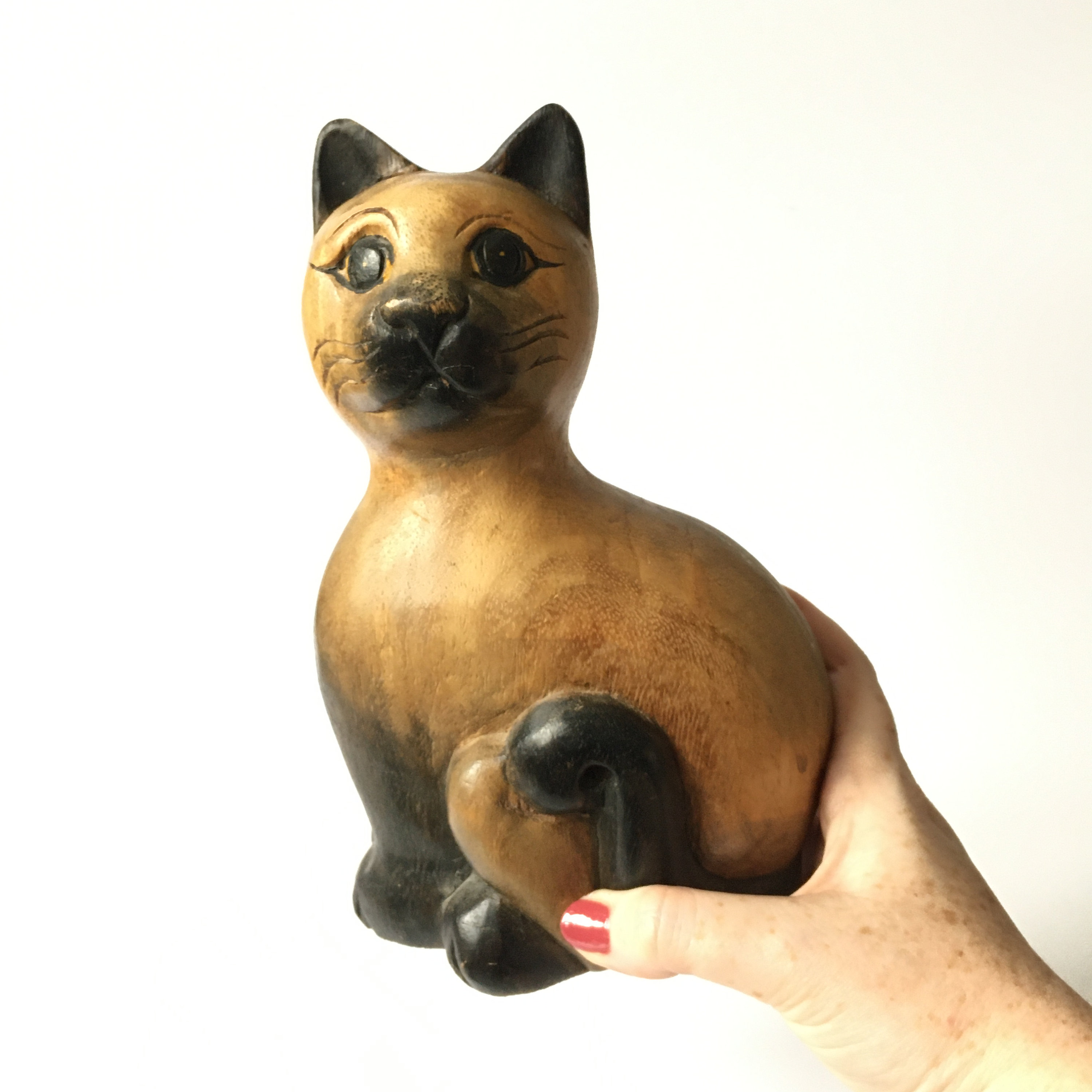 Large Handcarved Wooden Cat Feline Sculpture Statue Carving - Etsy