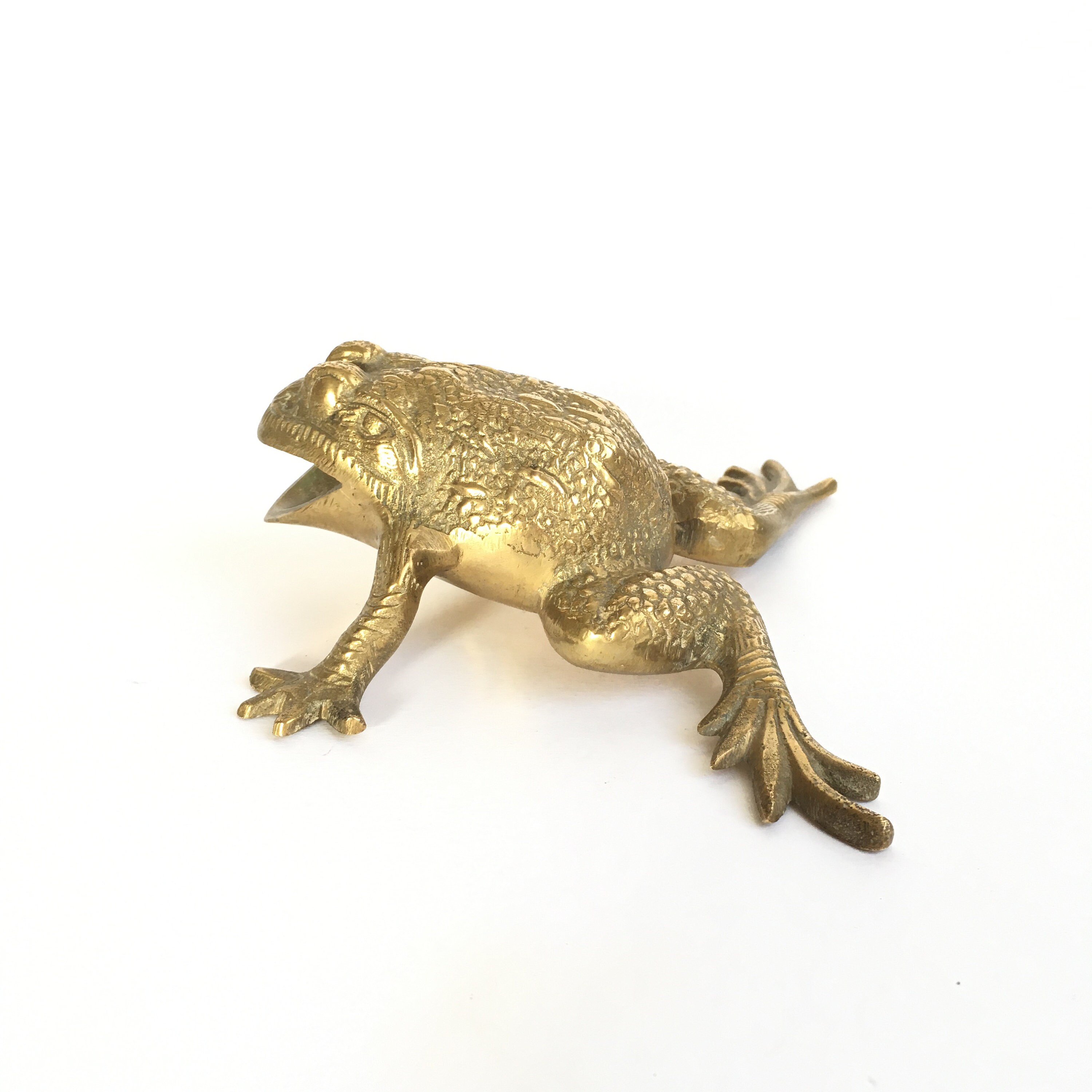 Vintage Brass Frog Toad Altar Decor Totem Amphibian Figurine ...