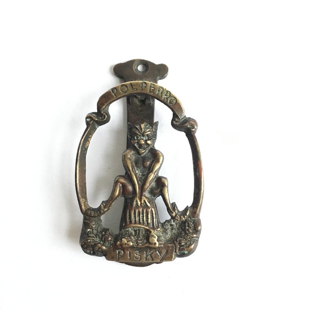 Pixie Small Door Privacy Knocker Brass Patina Antique Lucky Polperro ...