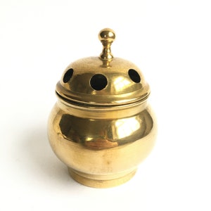 Brass Censer Vintage Lidded Incense Burner Pot Jar Altar Decor Ritual ...