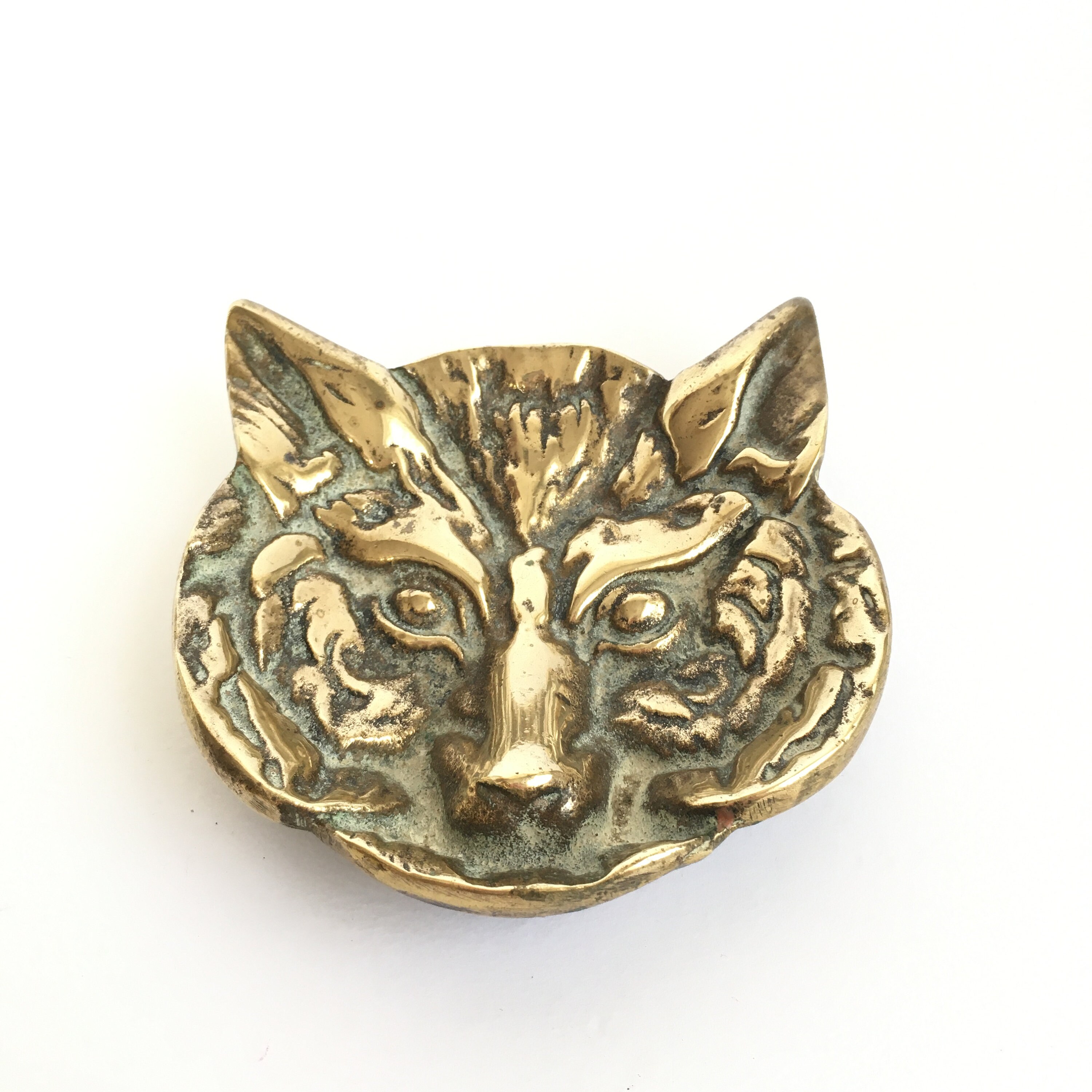 Antique Brass Fox Face Dish Vixen Altar Offering Plate Spirit - Etsy