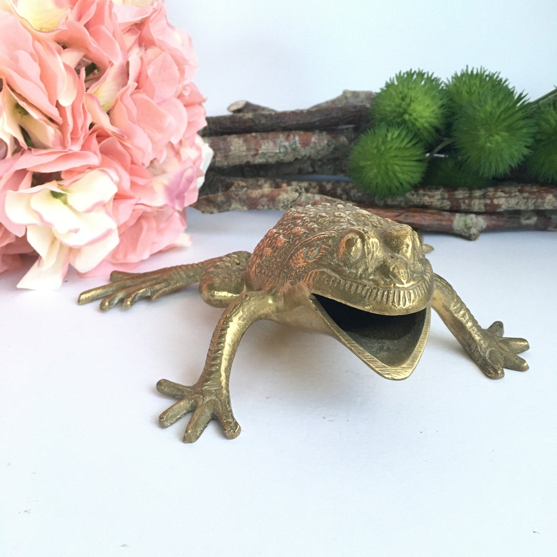 Vintage Brass Frog Toad Altar Decor Totem Amphibian Figurine ...