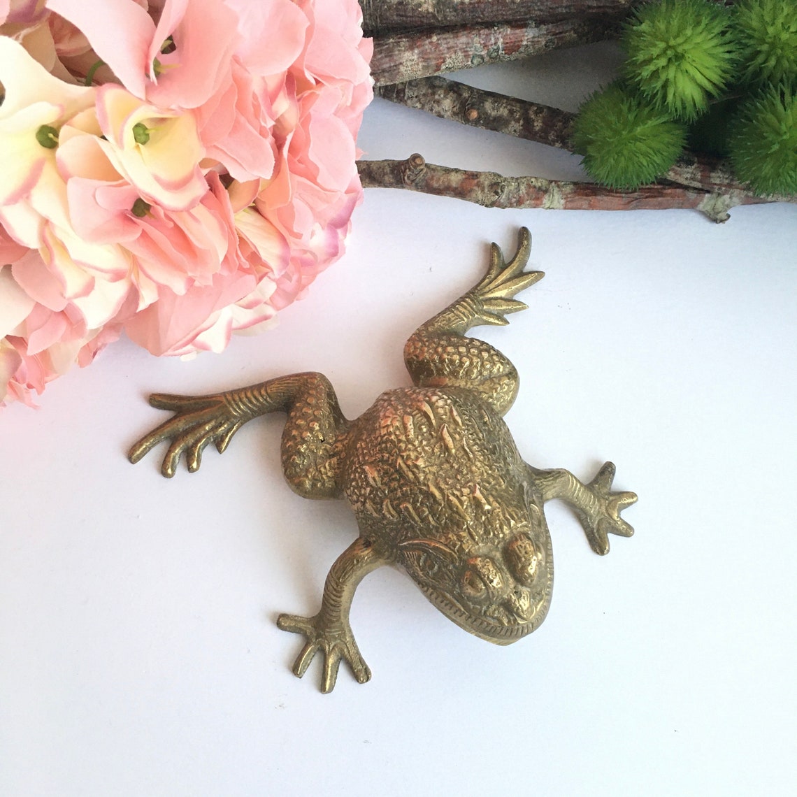 Vintage Brass Frog Toad Altar Decor Totem Amphibian Figurine ...