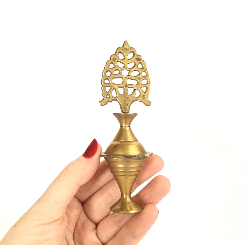 Vintage Brass Surma Dani Eye Kohl Holder & Stick Islamic Arabic Ornate ...