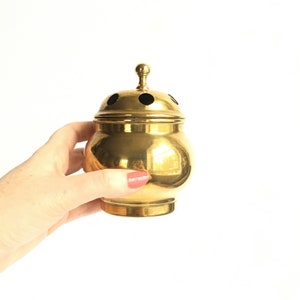 Brass Censer Vintage Lidded Incense Burner Pot Jar Altar Decor Ritual ...