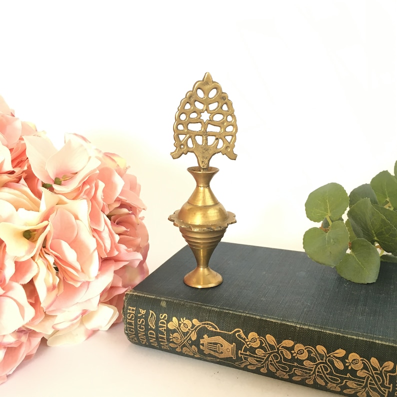 Vintage Brass Surma Dani Eye Kohl Holder & Stick Islamic Arabic Ornate ...