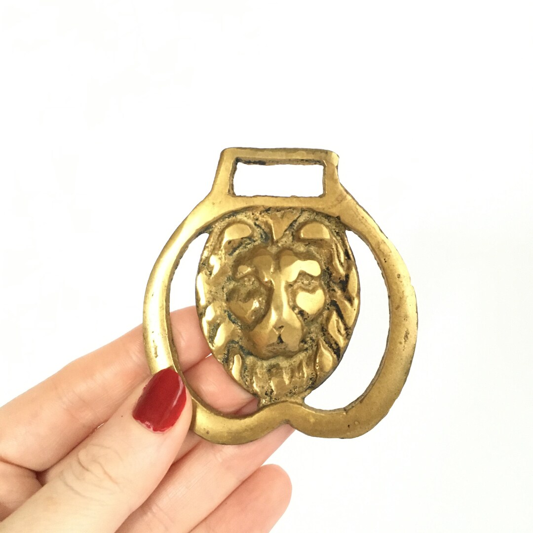Antique Brass Lion Horsebrass Talisman Amulet Leo Zodiac Star Sign Gift ...
