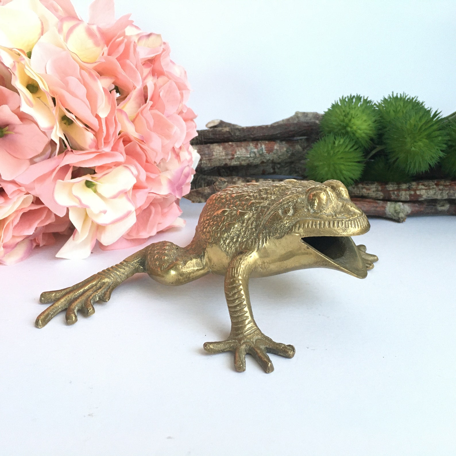 Vintage Brass Frog Toad Altar Decor Totem Amphibian Figurine ...