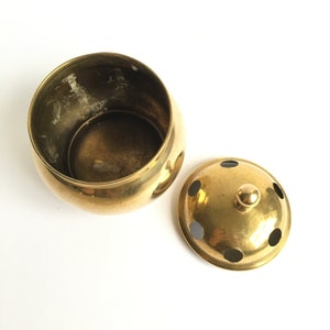 Brass Censer Vintage Lidded Incense Burner Pot Jar Altar Decor Ritual ...