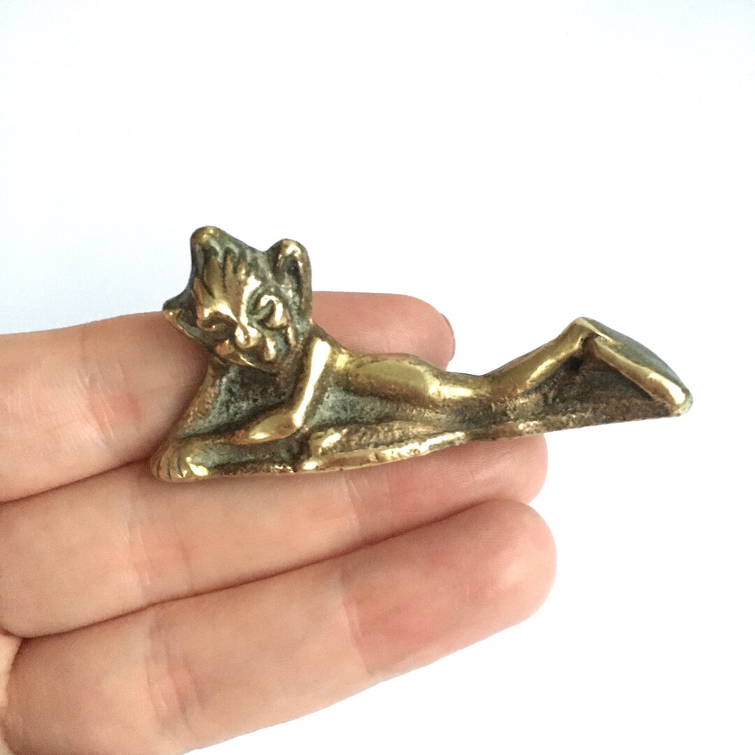 Vintage Miniature Pixie Brass Pisky Piskie Imp Elf Nymph Goblin Lying ...