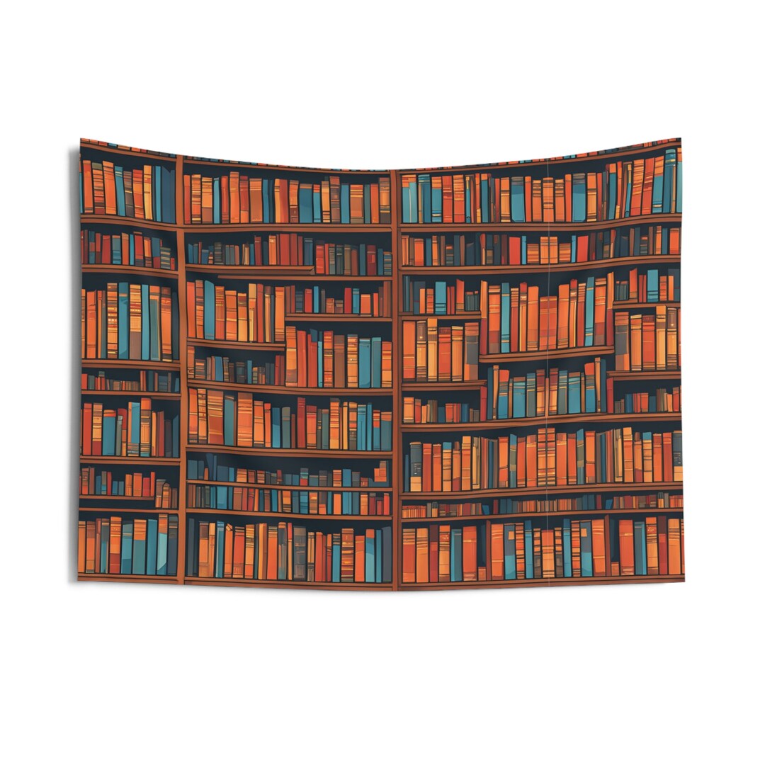 Library Books Indoor Wall Tapestries, Book Lovers Tapestry, Indoor ...