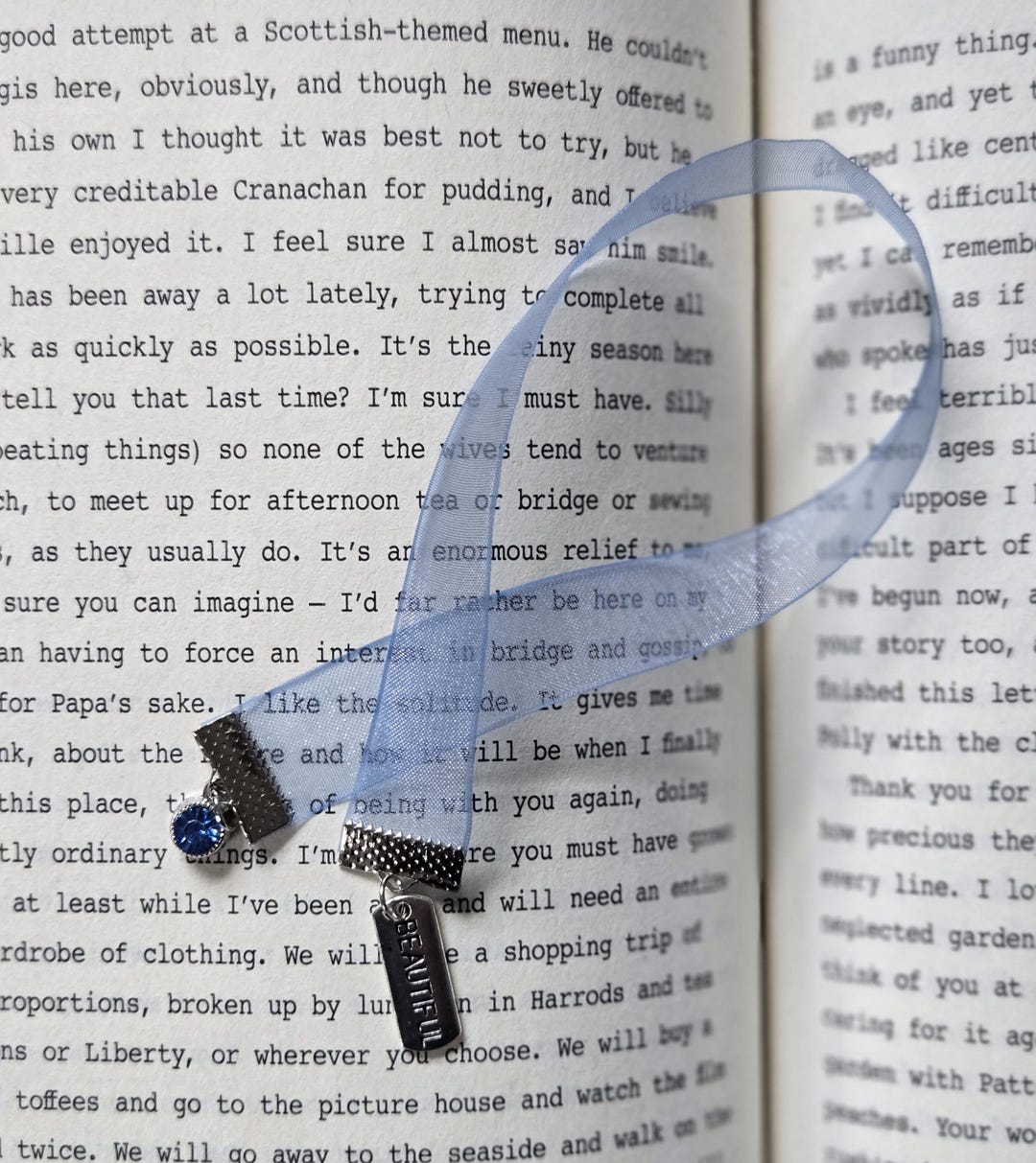 Beautiful Sky Blue Sheer Ribbon Bookmark, Ribbon Bookmark Jewel, Book ...