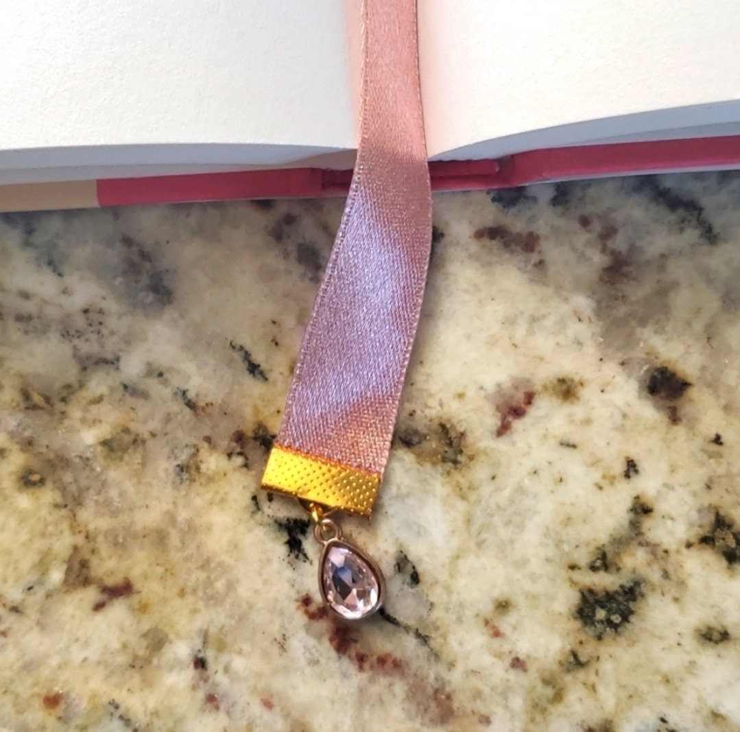 Pink Sunflower Ribbon Bookmark, Ribbon Bookmark Jewel, Book Accessory ...