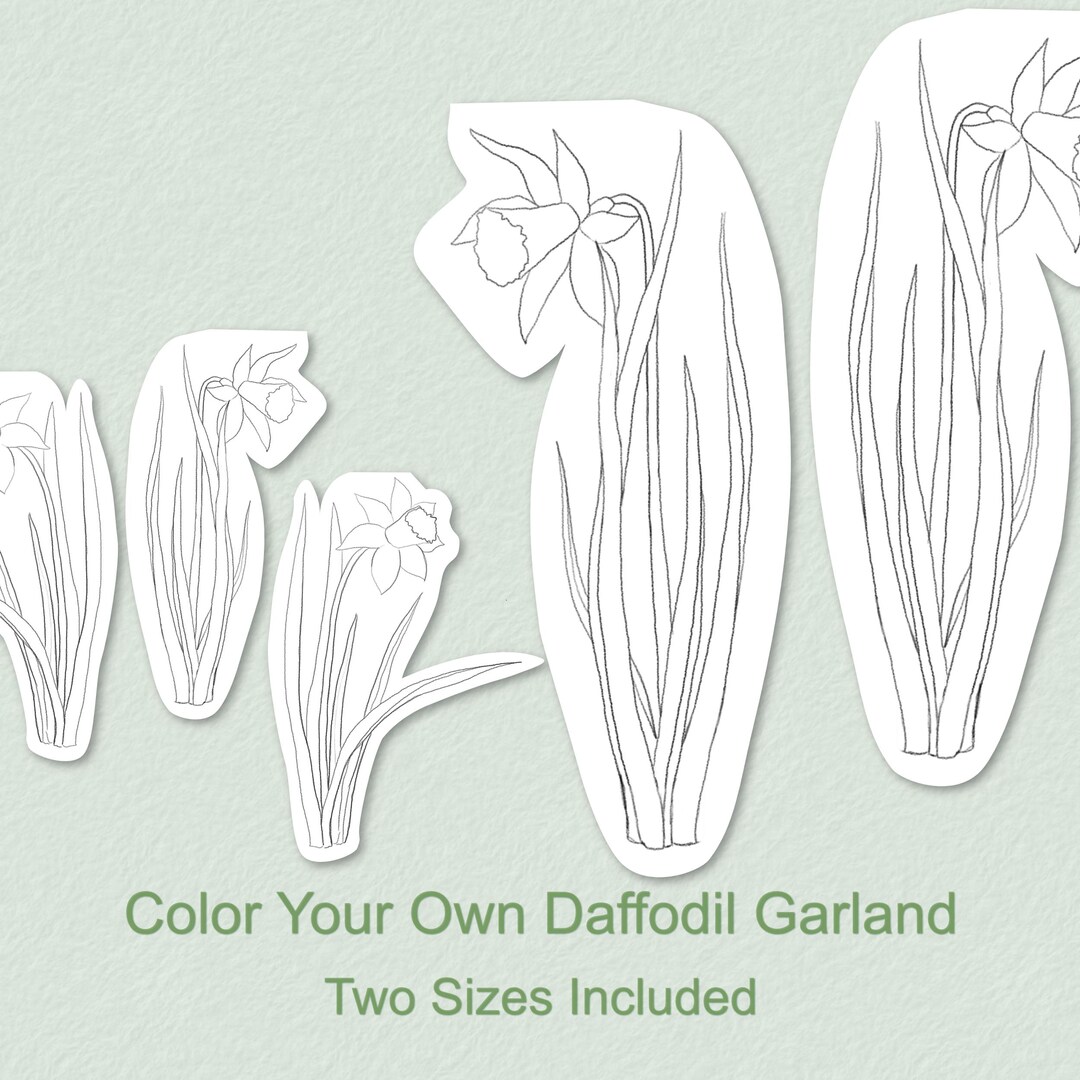 Daffodil Garland Coloring Craft Bundle – Printable PDF Templates in 2 ...