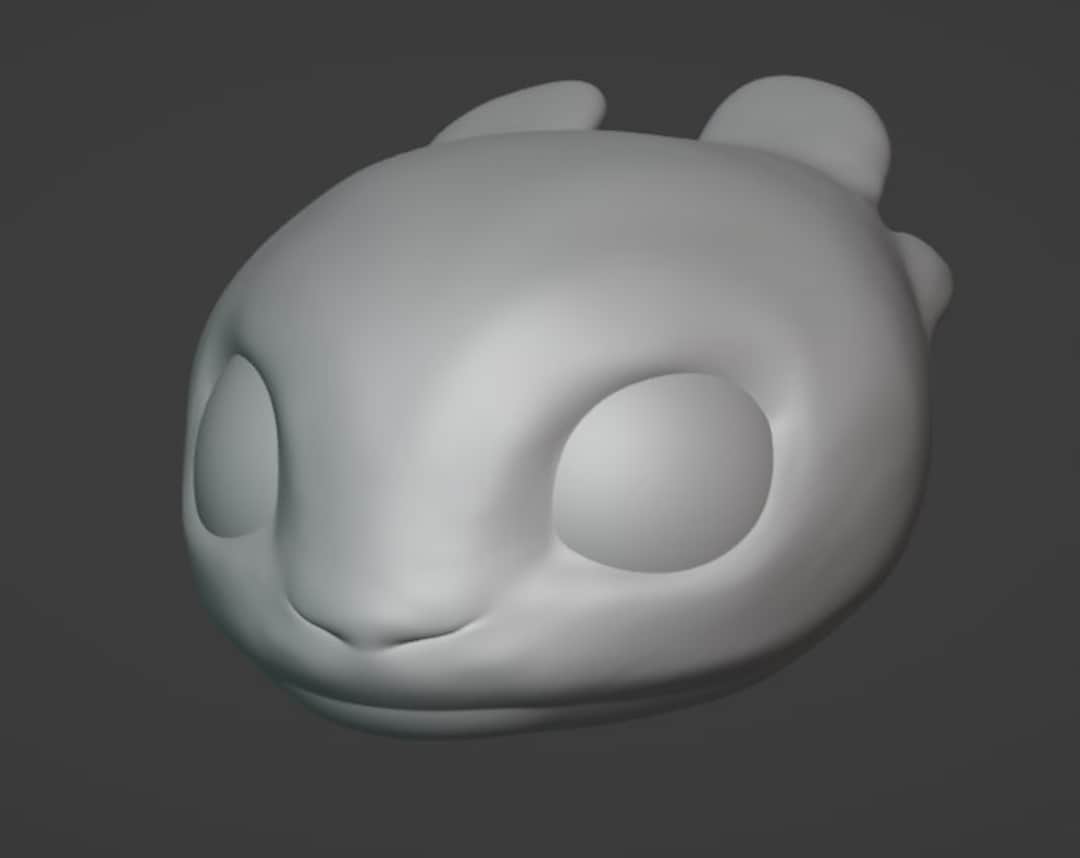 Light Fury Dragon Head Simple Raw 3D Sculpture Model Suitable for Furry ...