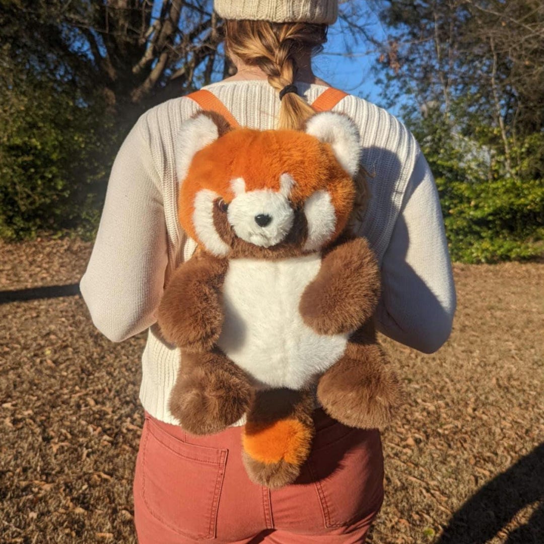 Backpack Red Panda Plushies Stuffed Animal Stuffies Toy Children Pet Adult Adjustable Straps ...