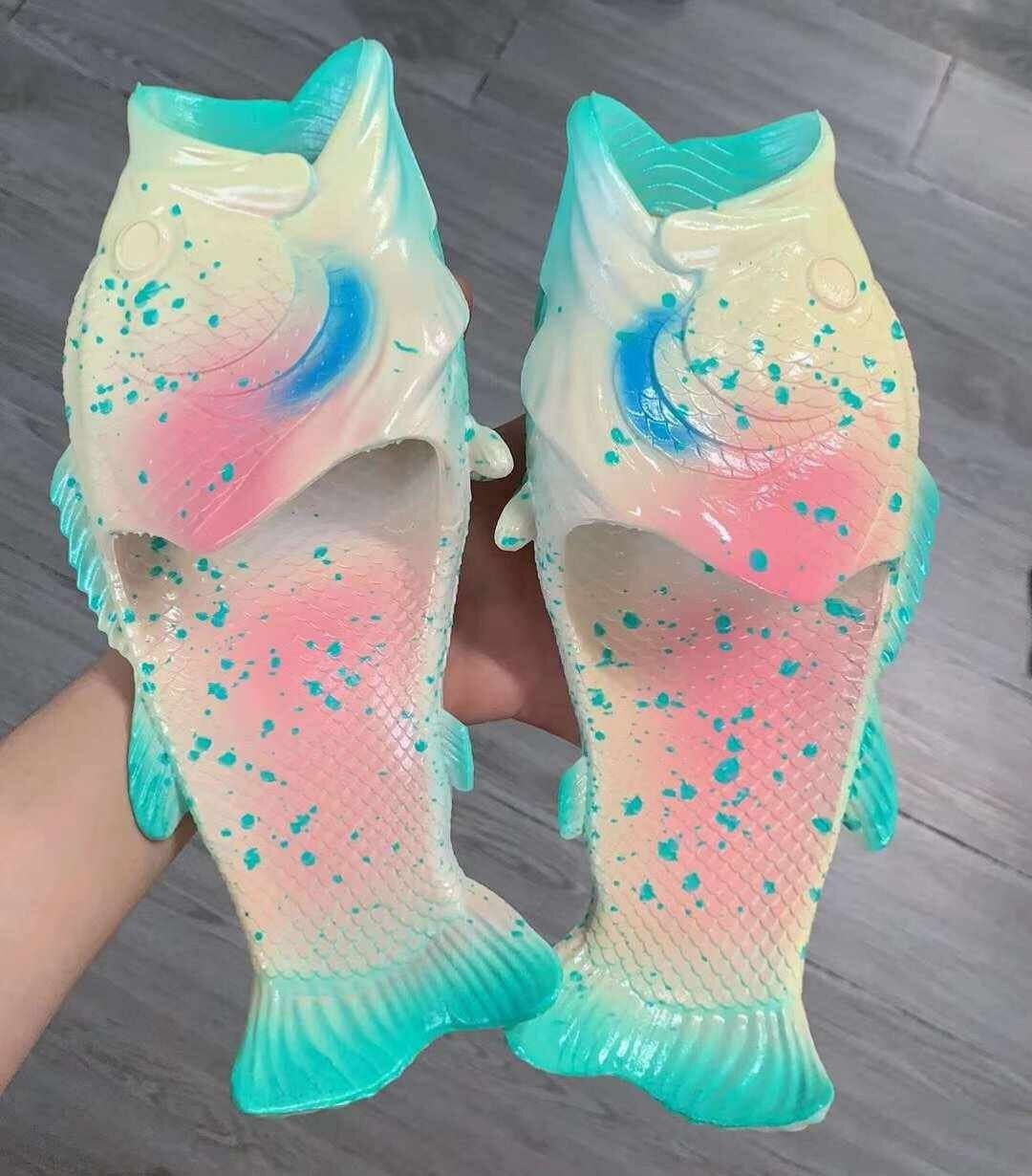 Adult Googly Eyed Fish Flip Flop Slides Unisex Gag Gift Funny Pool ...