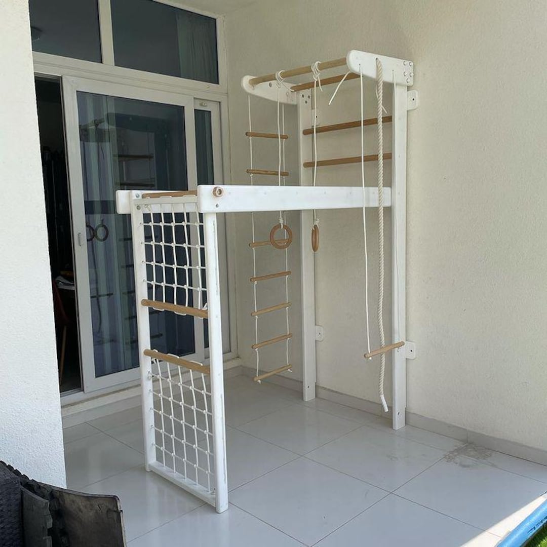 Wooden White Playground | Transformer for Home and Yard | Wall Ladder ...