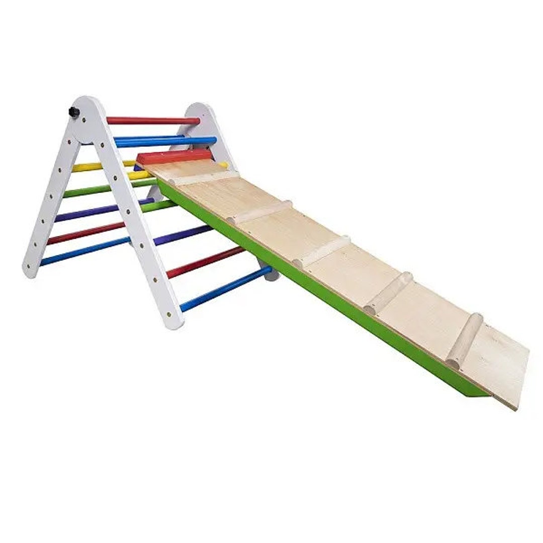 Wooden Foldable Triangle for Kids| With Climbing Ladder and Slide ...