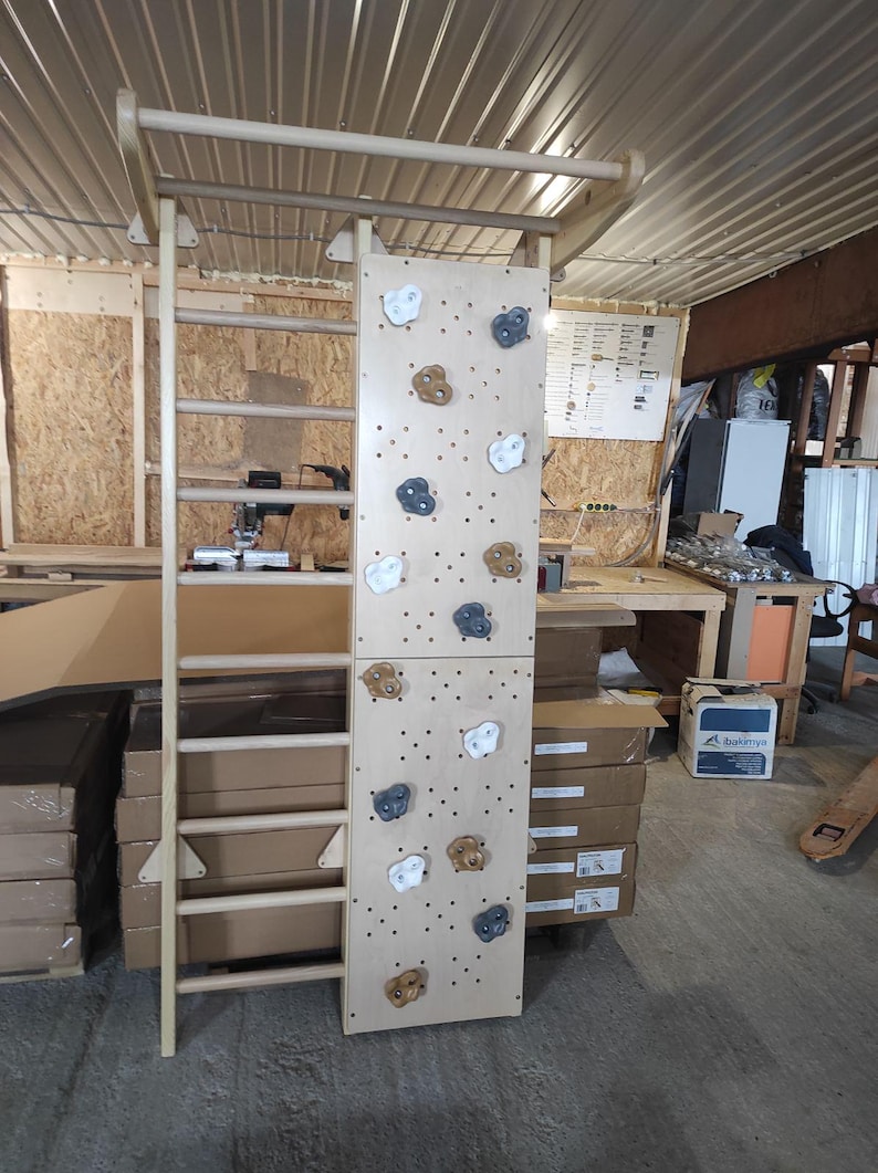 Wooden Playground Gym Home Yard Wall Ladder Indoor Climbing Toddler ...