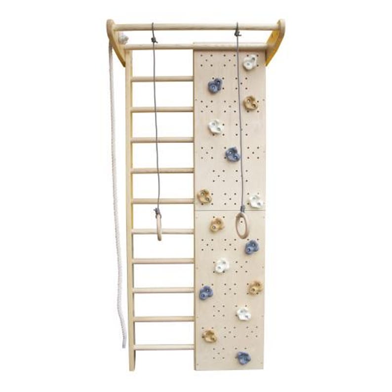 Wooden Playground Gym Home Yard Wall Ladder Indoor Climbing Toddler ...