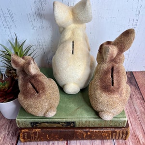 Vintage Flocked Bunny Bank Fuzzy Rabbit Coin Banks Vintage - Etsy