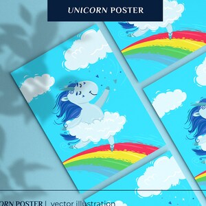 Unicorn on Rainbow Poster for Your Interior Design - Etsy