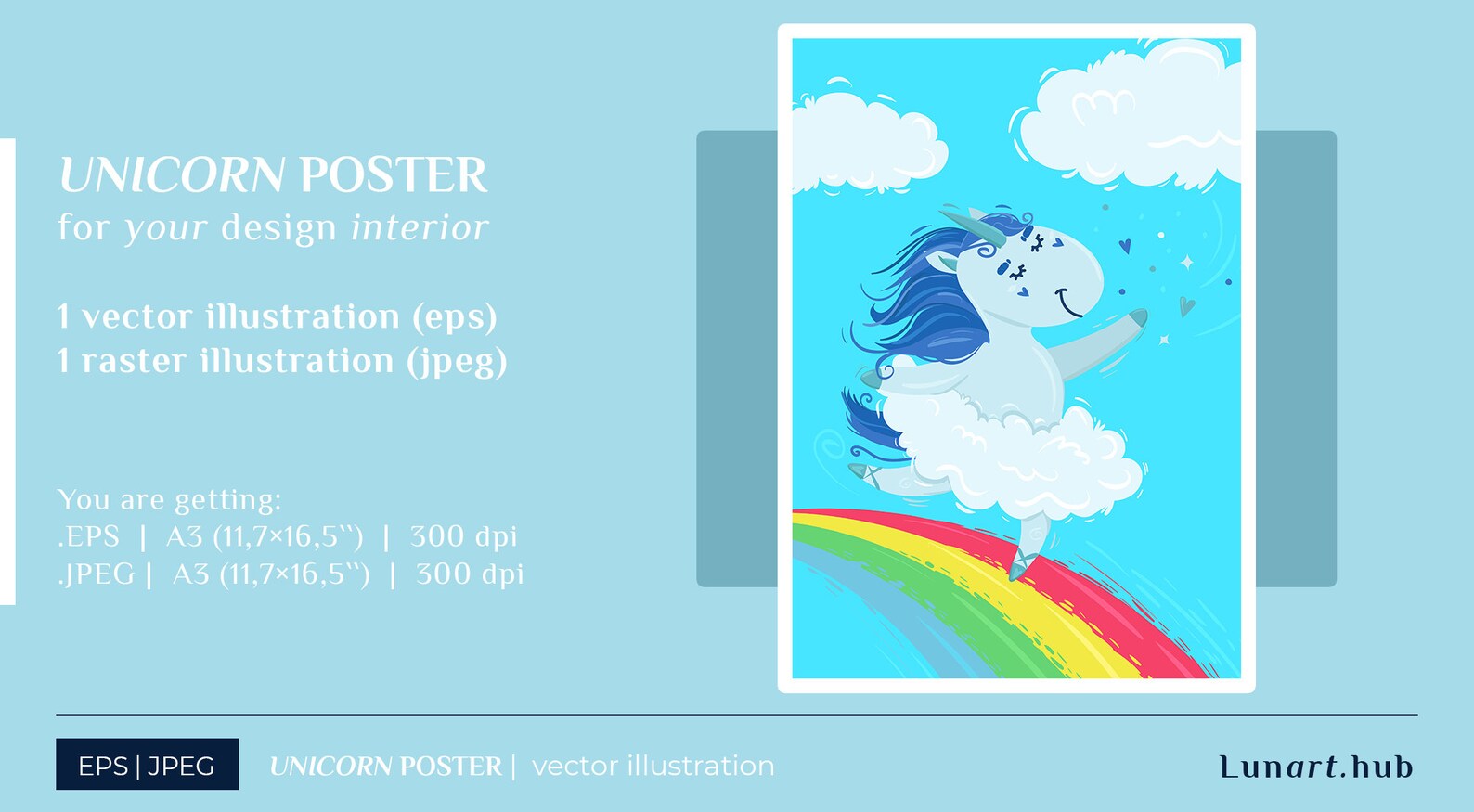Unicorn on Rainbow Poster for Your Interior Design - Etsy