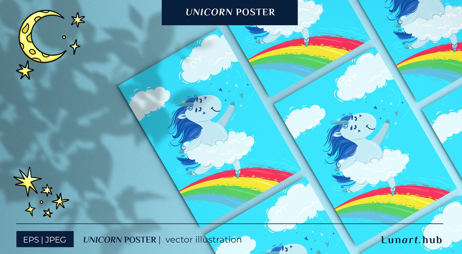 Unicorn on Rainbow Poster for Your Interior Design - Etsy
