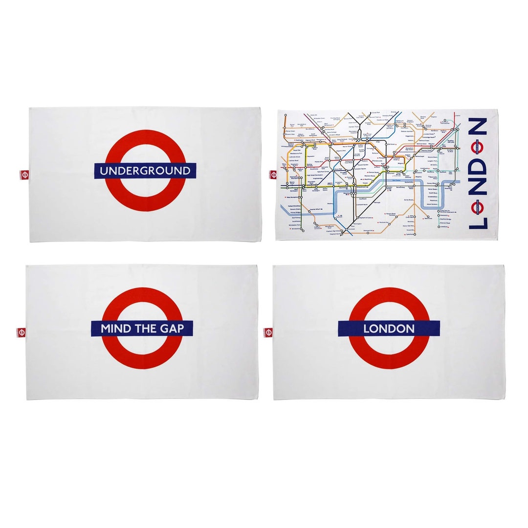 London Underground, Mind the Gap and Tube Map Collectable Tea Towel ...