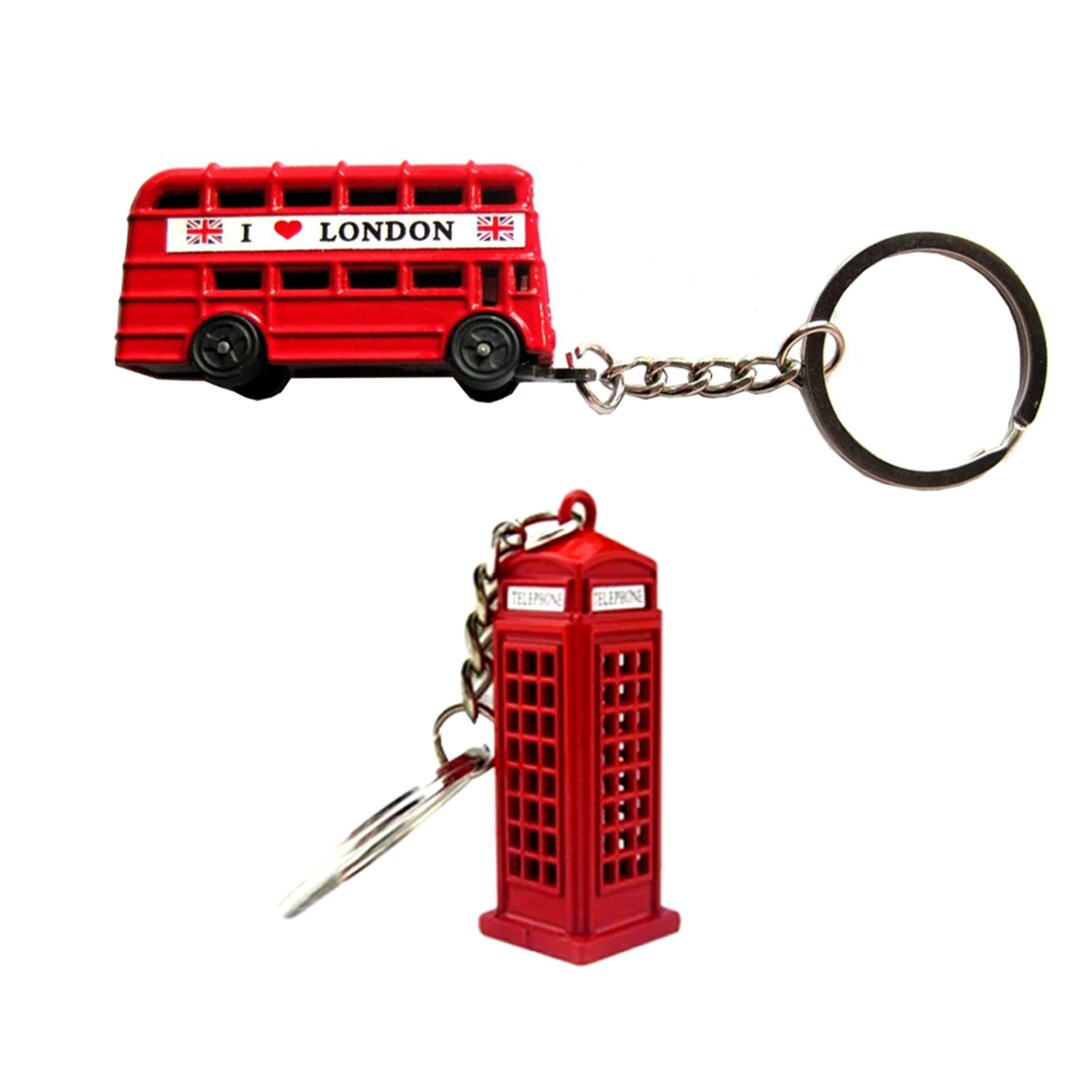 Set of 12 London Bus, Telephone Booth Keyring Souvenir Metal Keychain ...
