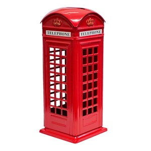 Red Telephone Box Booth Money Box Piggy Bank Jar Coin Safe Kiosk London ...