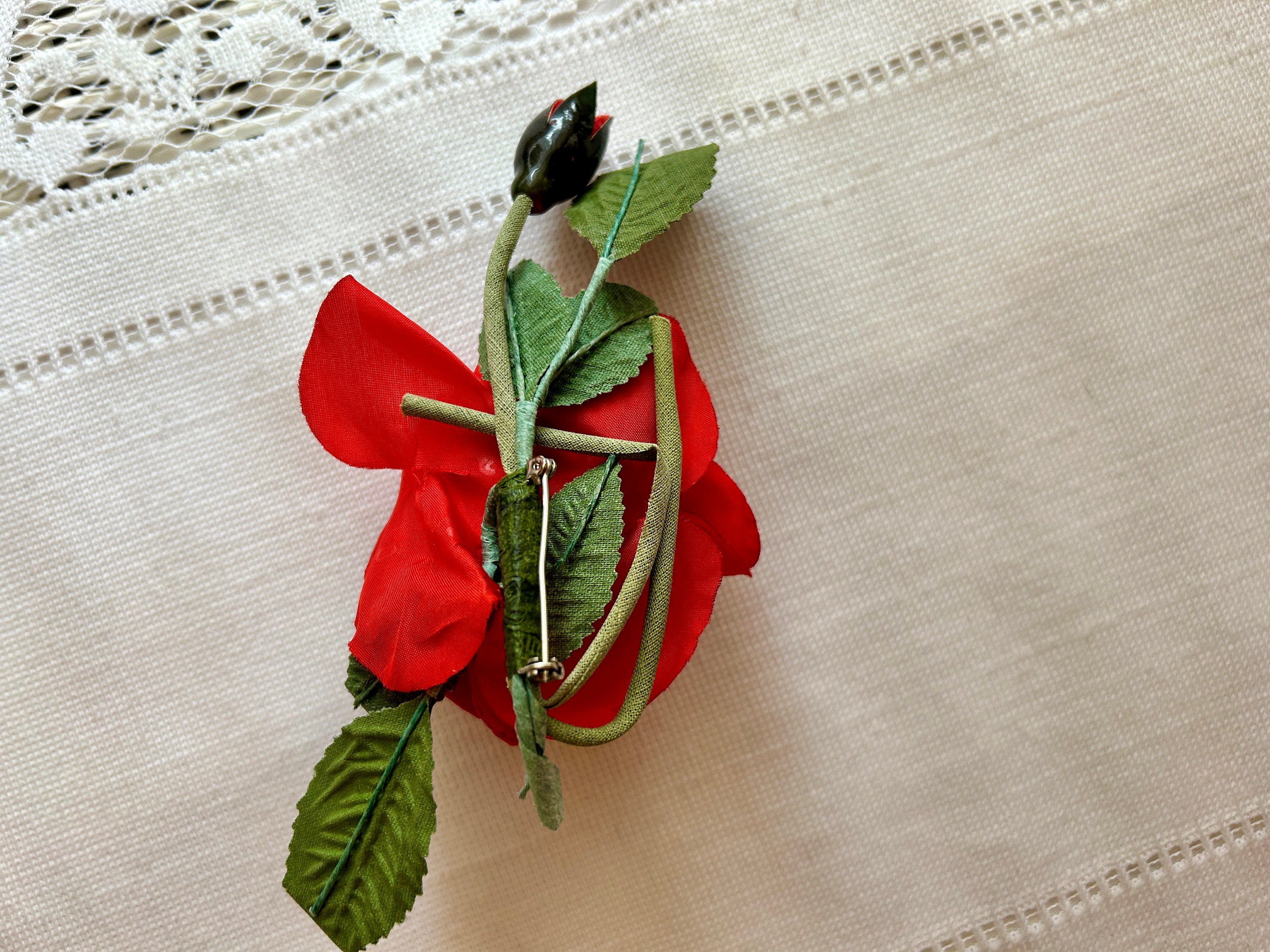 Floral Red Rose Coursage Pin Vintage 1980s With Bud and Leaves - Etsy