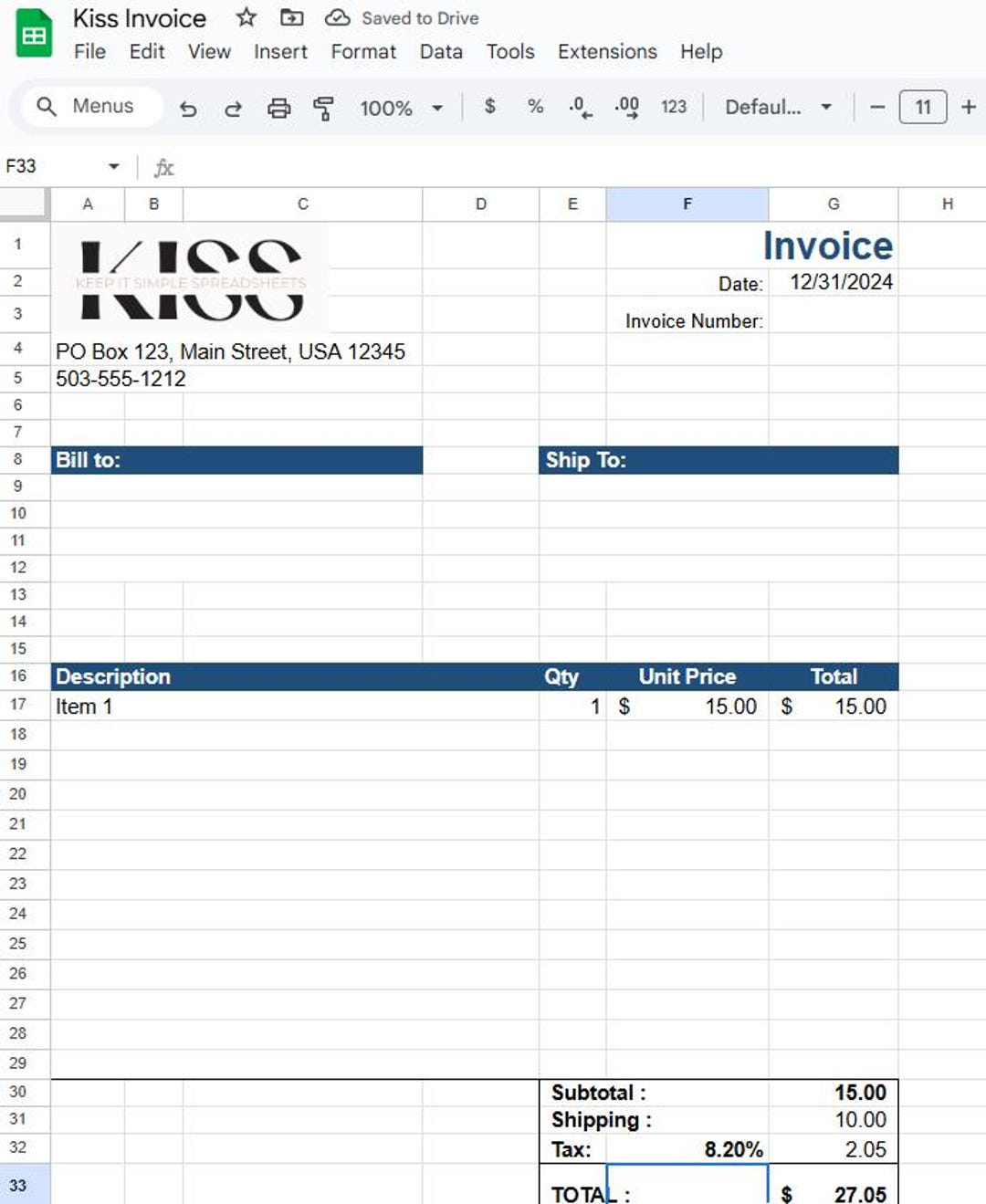 Editable Google Sheets Invoice Template – Perfect for Small Businesses ...
