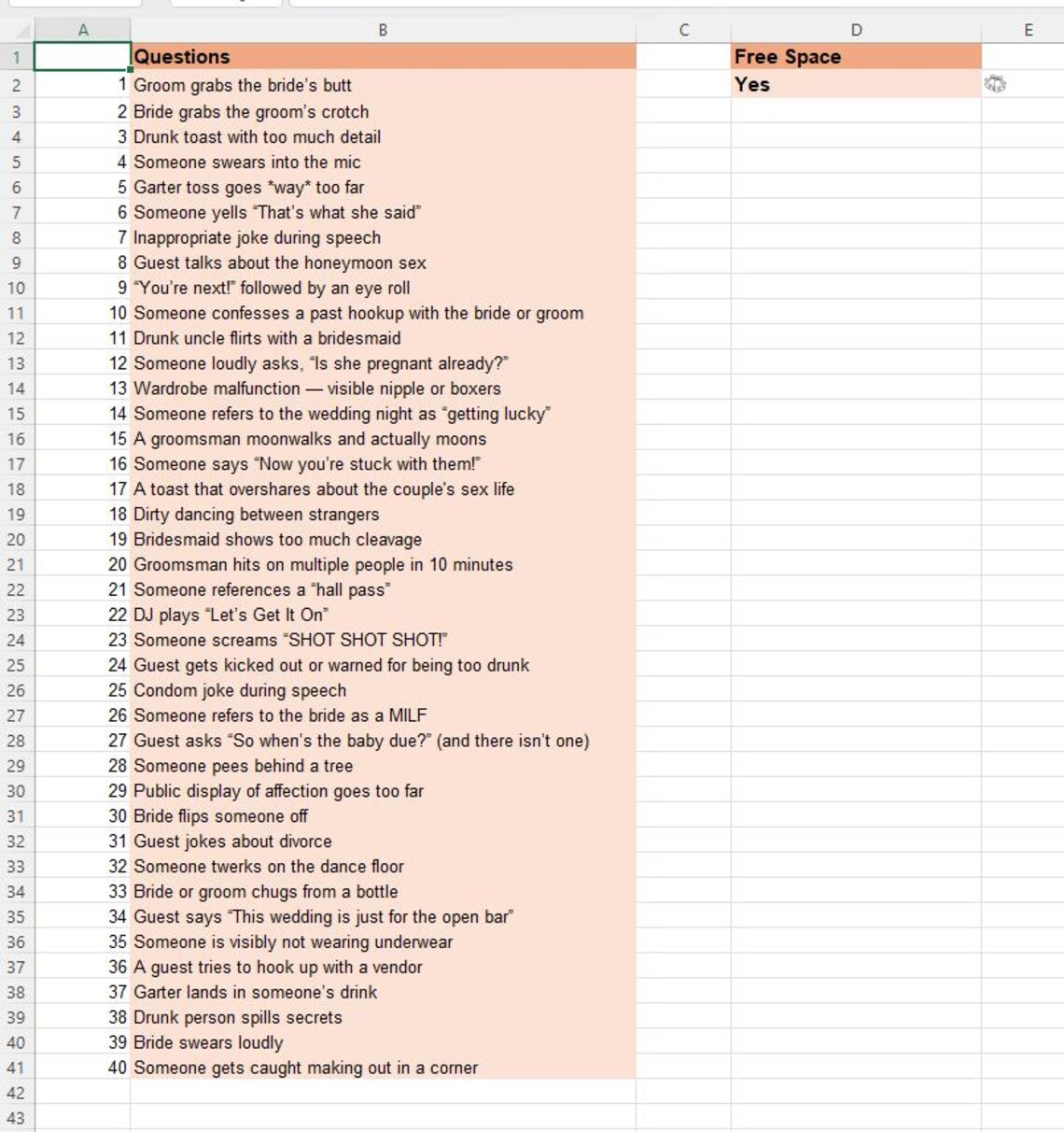 Redneck Wedding Bingo Generator - Etsy