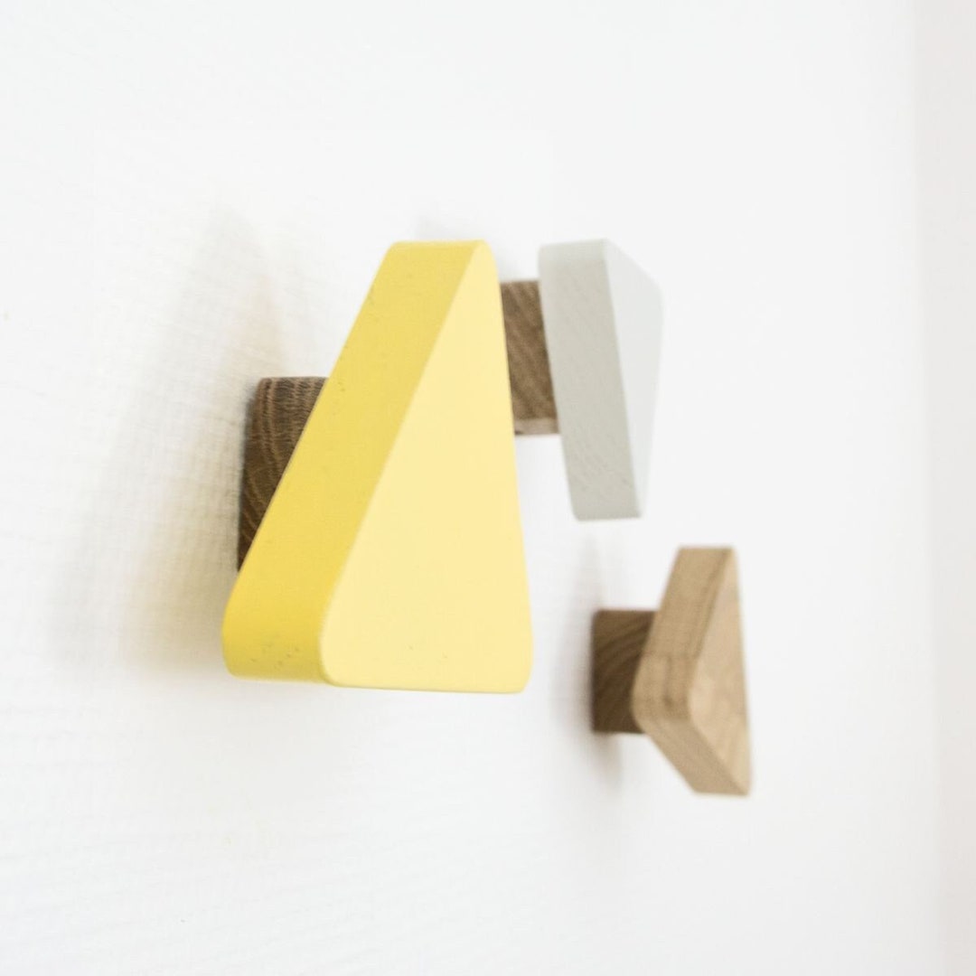 Yellow Wooden Wall Hook / Solid Oak / Coat Rack / Entrance / Bedroom ...